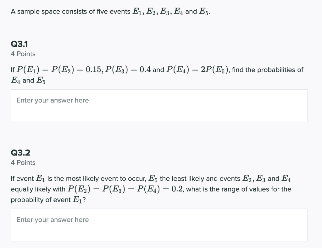 Solved A sample space consists of five events E1, E2, E3, E4 | Chegg.com