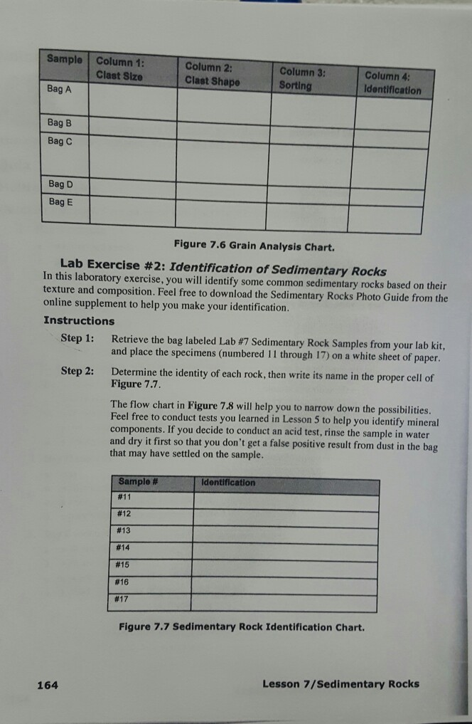 Sample Column 1: Column 2 Clast Shape Column 3: | Chegg.com