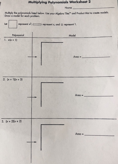 Solved Multiplying Polynomials Worksheet 2 Name Multiply the | Chegg.com