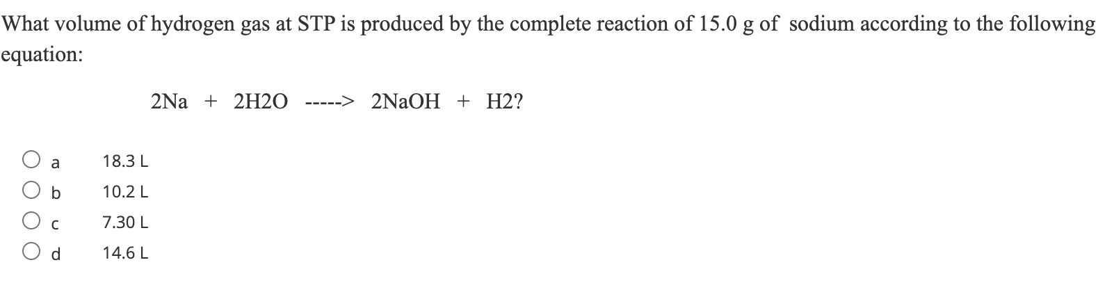 Solved What volume of hydrogen gas at STP is produced by the | Chegg.com