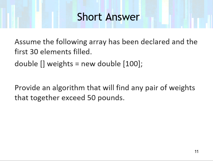 Solved Short Answer Assume The Following Array Has Been