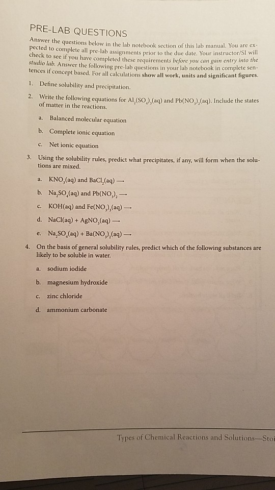 Solved PRE-LAB QUESTIONS Answer the questions below in the | Chegg.com