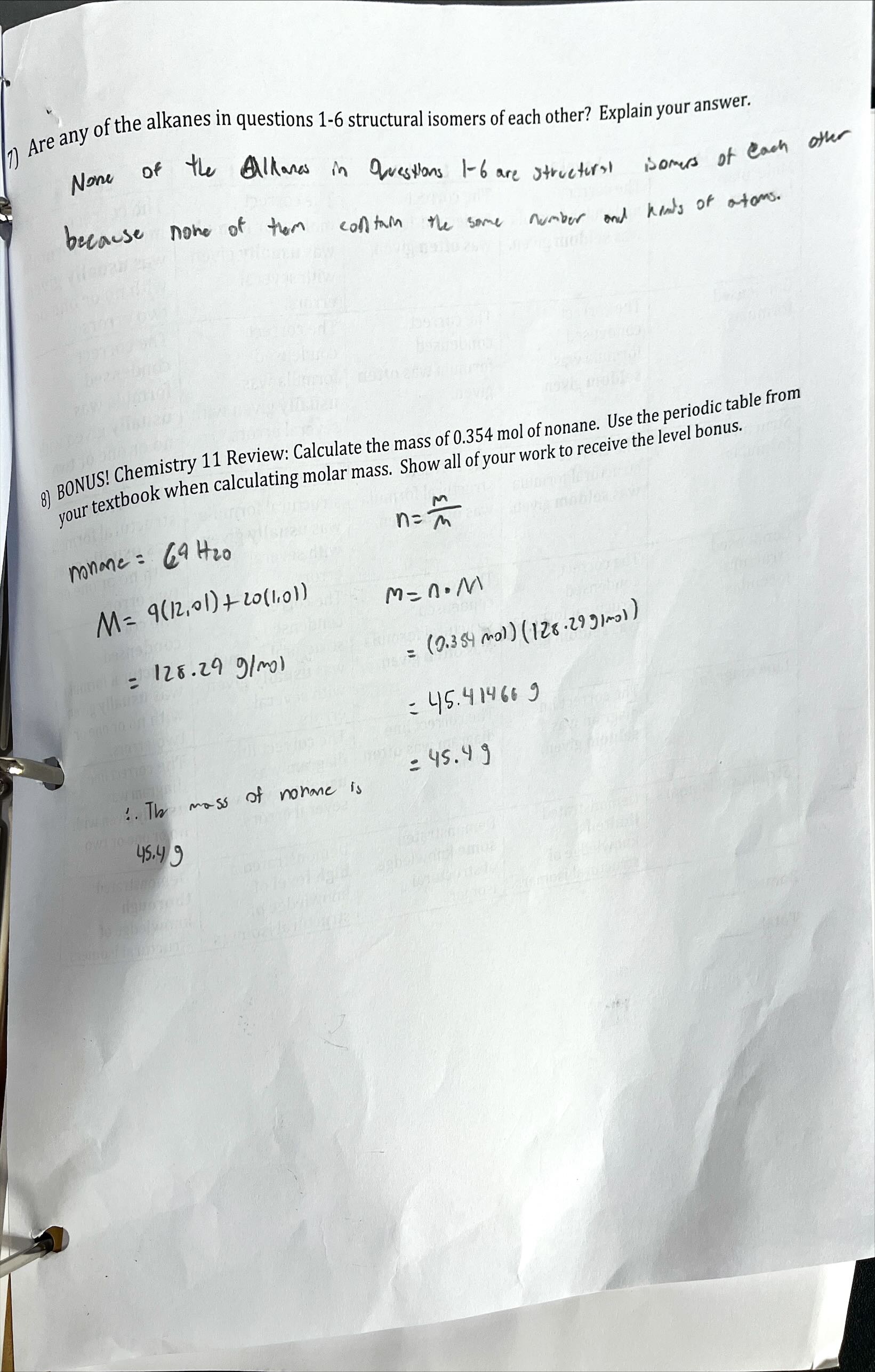 Solved 1) Complete the table below for the straight-chain | Chegg.com