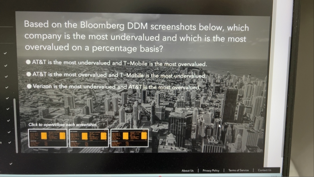 Solved Based on the Bloomberg DDM screenshots below, which | Chegg.com