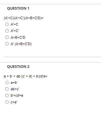 Solved (A′+C)(A′+C′′)(A+B+C′D)=A′+CA′+C′A+B+C′DA′(A+B′+C′D) | Chegg.com