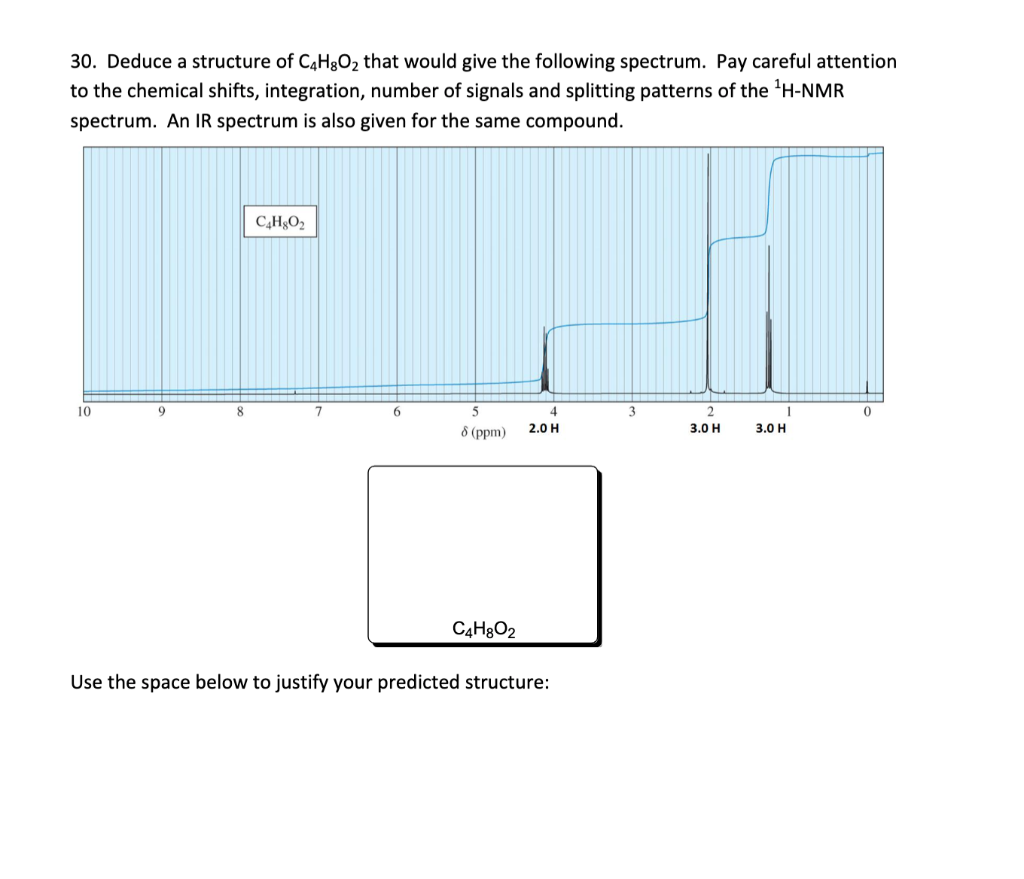 Solved 30. Deduce a structure of C4H2O2 that would give the | Chegg.com