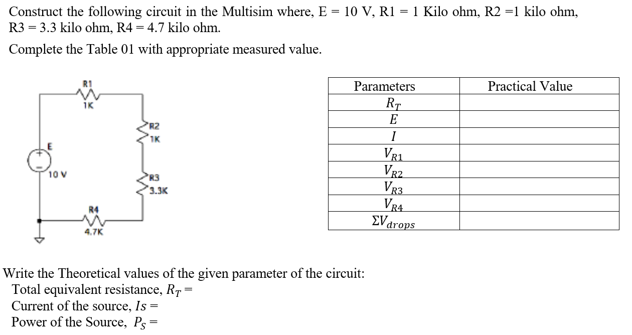 Solved Construct the following circuit in the Multisim | Chegg.com
