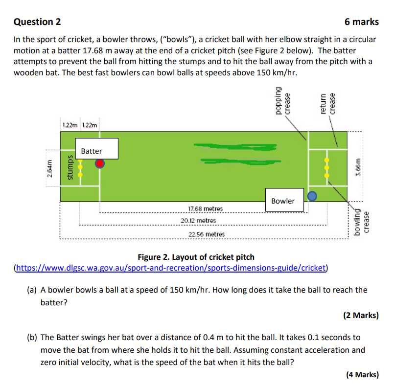 Solved Question 2 6 marks In the sport of cricket, a bowler | Chegg.com