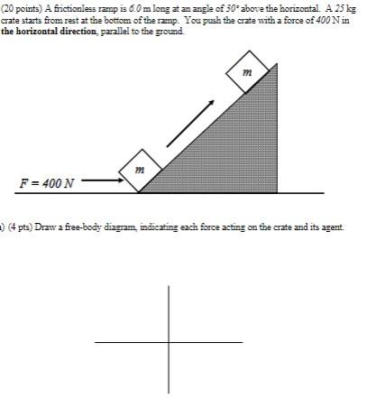 Solved (20 points) A frictionless ramp is 6.0 m Iong at an | Chegg.com