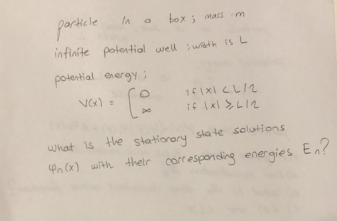 Solved particle in a box; nass: m infinite potential well; | Chegg.com