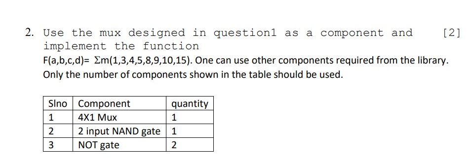 Use the mux designed in ﻿question1 as ﻿a component | Chegg.com