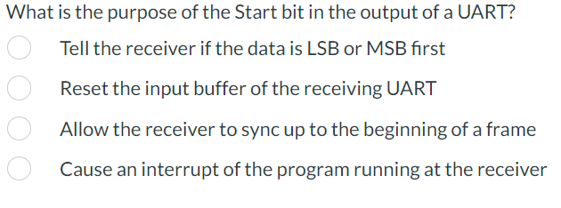 Solved What is the purpose of the Start bit in the output of | Chegg.com