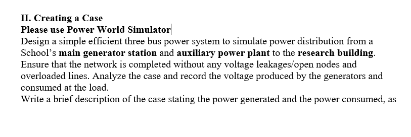 Solved II. Creating a Case Please use Power World Simulator | Chegg.com