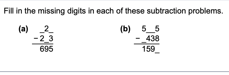 Solved Fill in the missing digits in each of these | Chegg.com