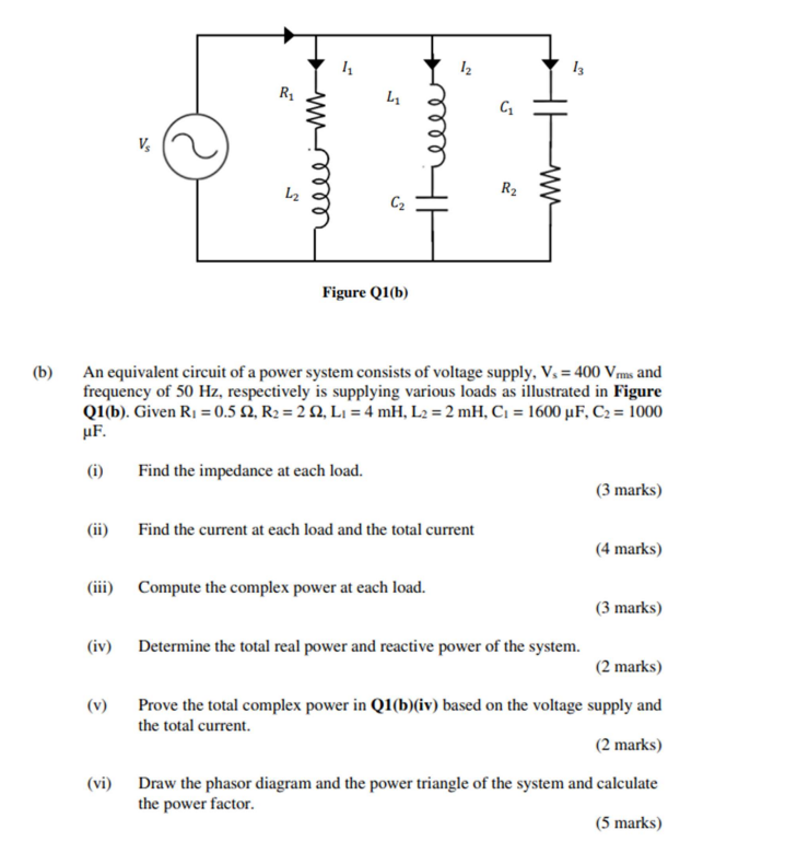 Solved An equivalent circuit of a power system consists of | Chegg.com
