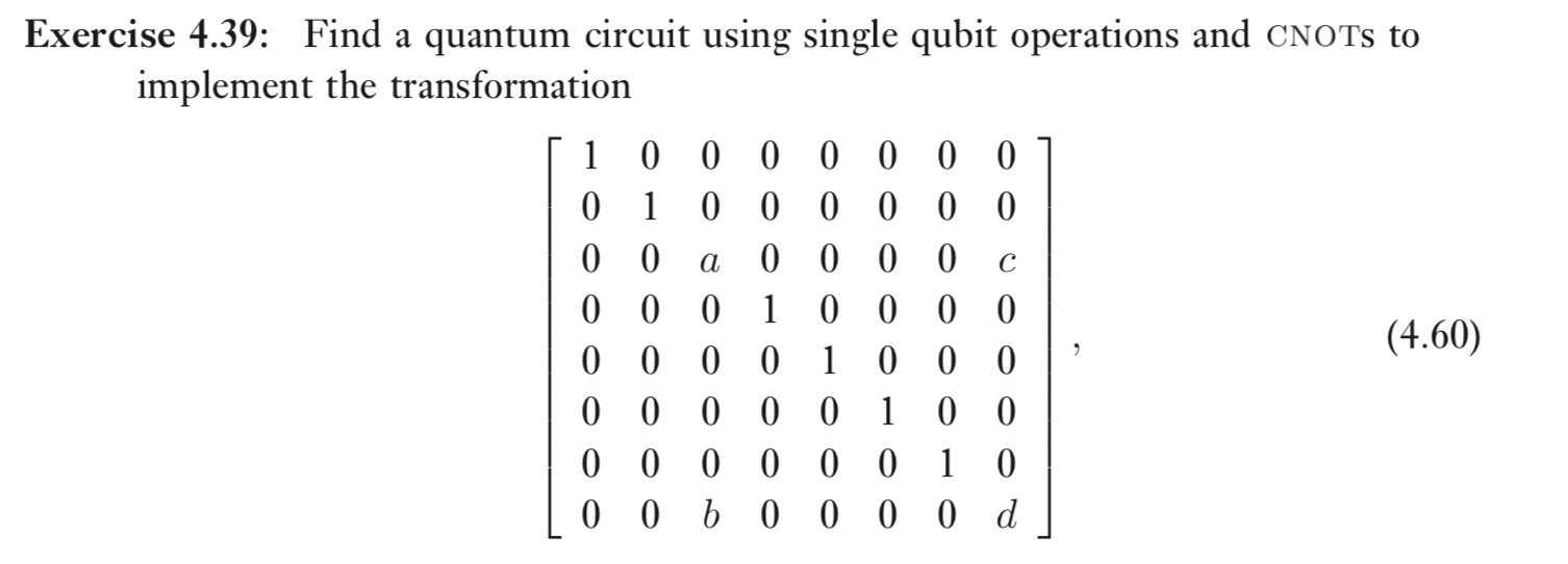 Solved Exercise 4.39: Find a quantum circuit using single | Chegg.com