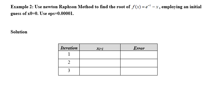 Solved Example 2: Use newton Raphson Method to find the root | Chegg.com