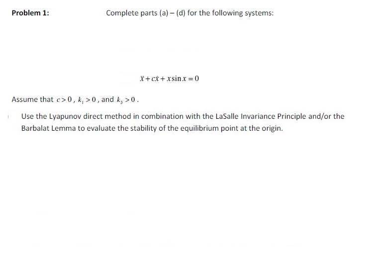 Problem 1: Complete parts (a) - (d) for the following | Chegg.com