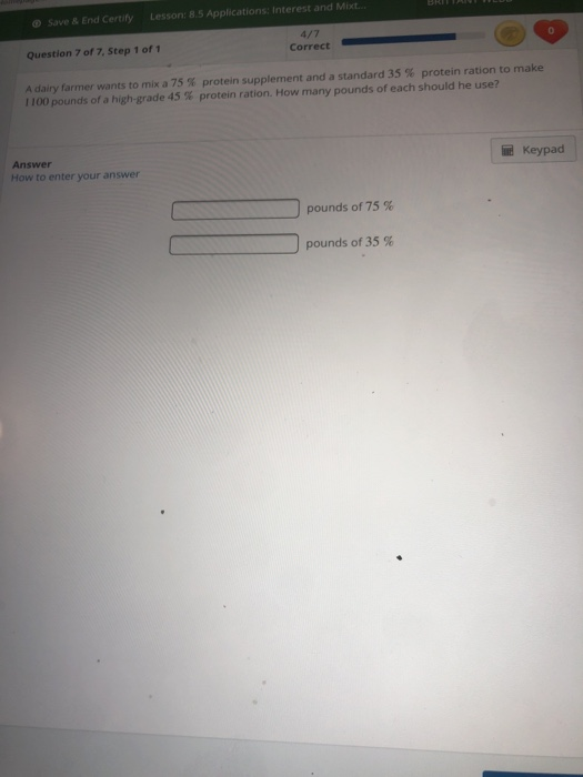 Solved o Save & End Certify Lesson: 8.5 Applications: | Chegg.com