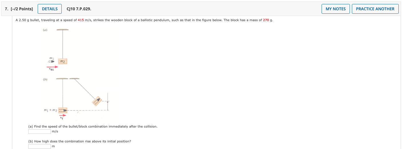 Solved (a) Find the speed of the bullet/block combination | Chegg.com