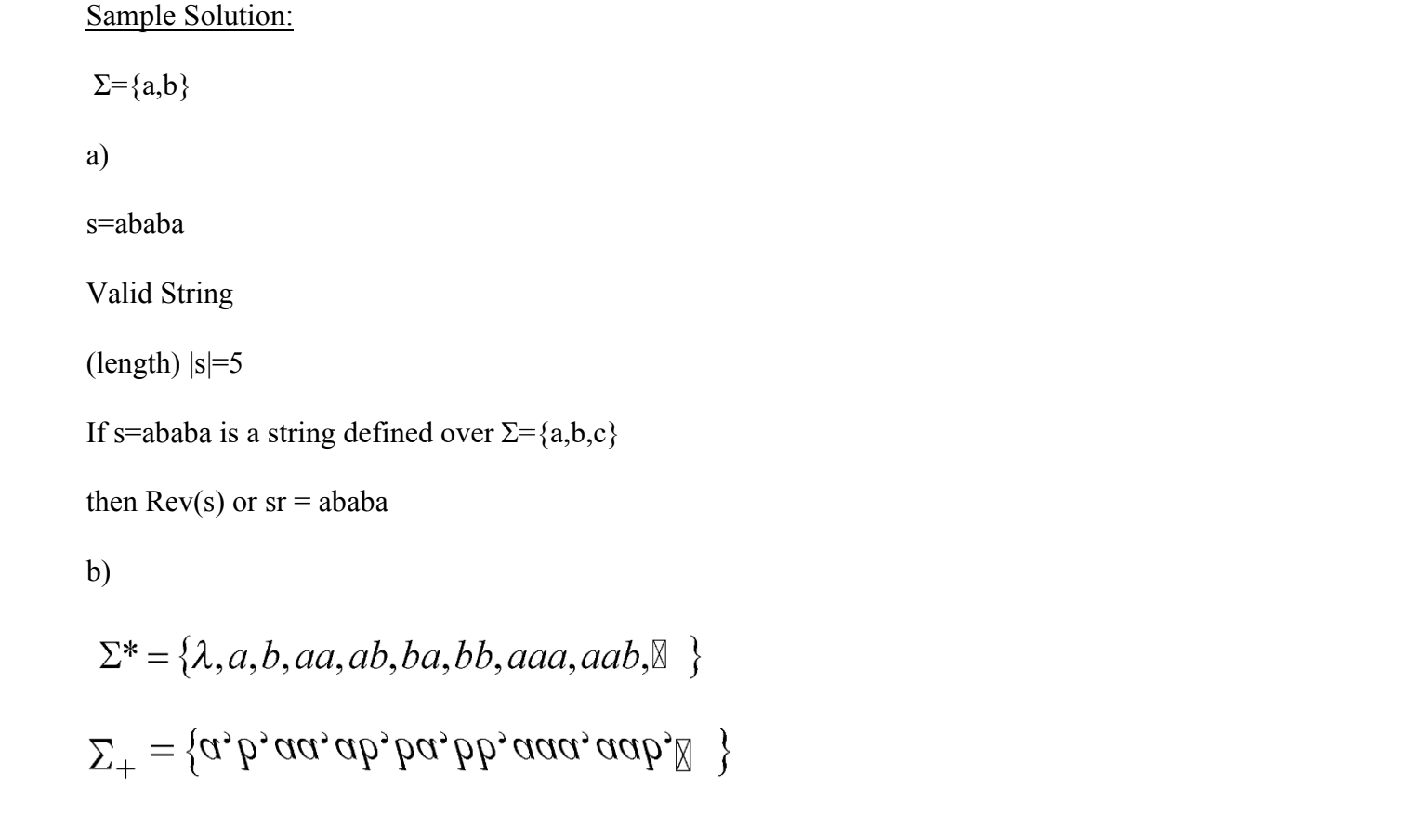 Solved a. Find the 3 valid and 3 invalided string of | Chegg.com