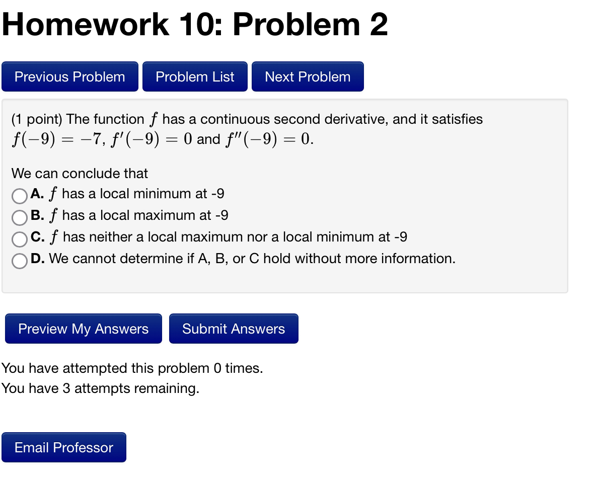 Solved (1 ﻿point) ﻿The function f ﻿has a continuous second | Chegg.com