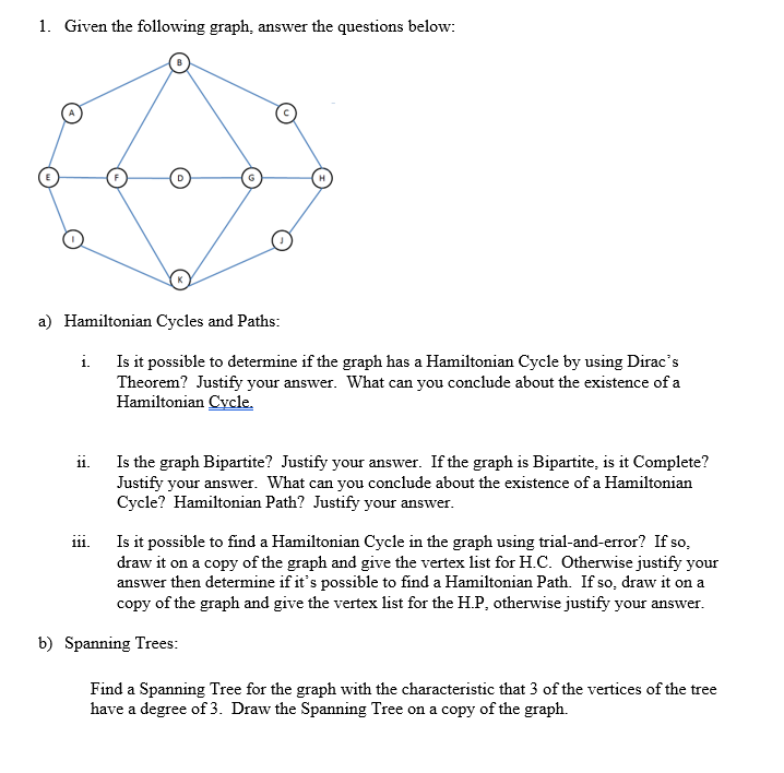 Solved 1. Given the following graph, answer the questions | Chegg.com