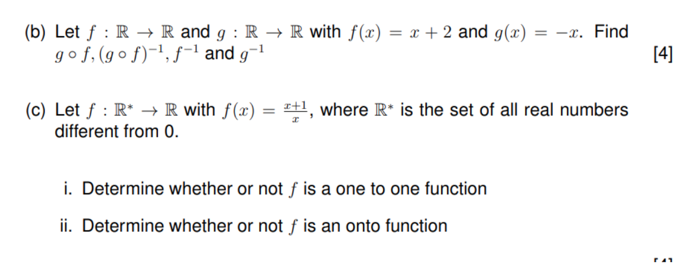Solved (b) Let f:R→R and g:R→R with f(x)=x+2 and g(x)=−x. | Chegg.com