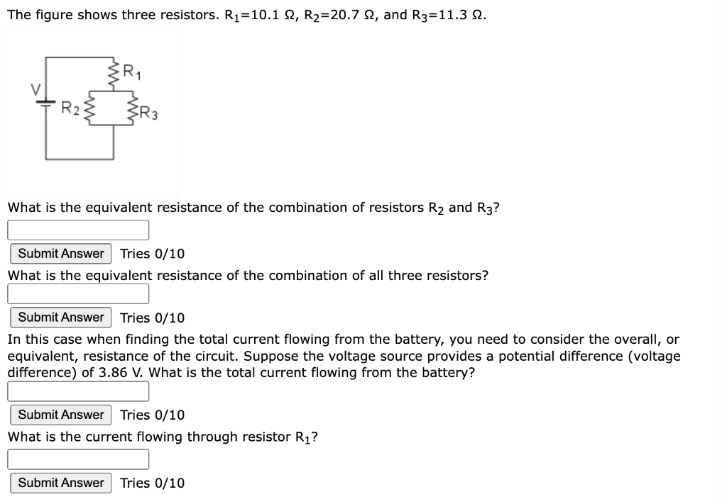 Solved The Figure Shows Three Resistors R1 10 1Ω R2 20 7Ω