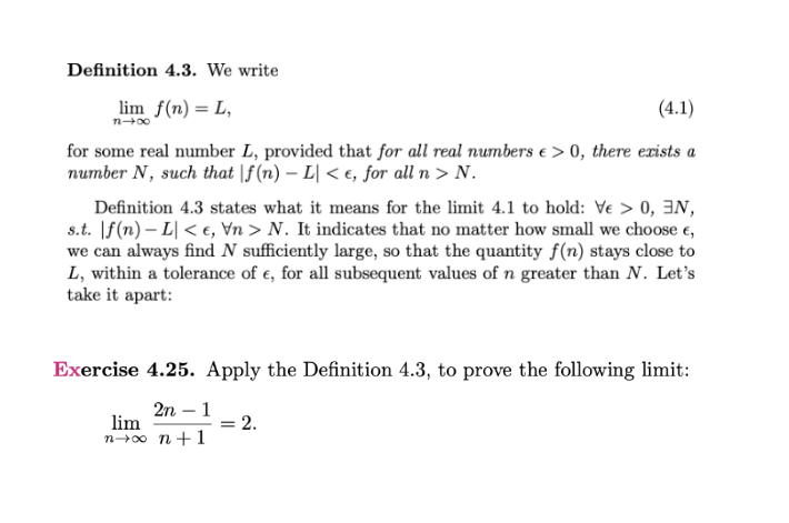 Solved Definition 4.3. We write limn→∞f(n)=L for some real | Chegg.com