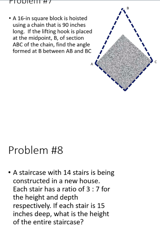 Solved Die #7 • A 16-in square block is hoisted using a | Chegg.com