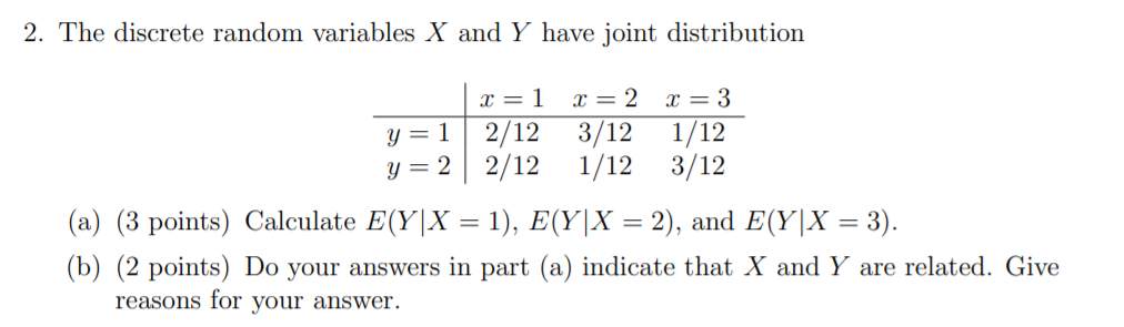 Solved 2. The discrete random variables X and Y have joint | Chegg.com