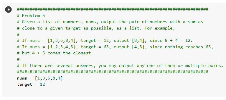 # Problem 5 # Given a list of numbers, nums, output | Chegg.com