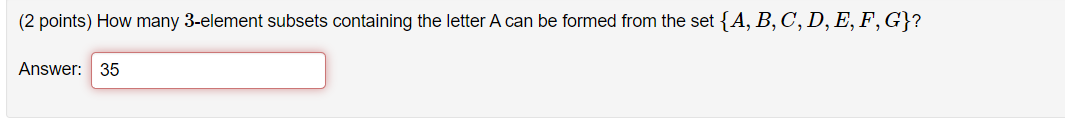 Solved ( 2 points) How many 3 -element subsets containing | Chegg.com