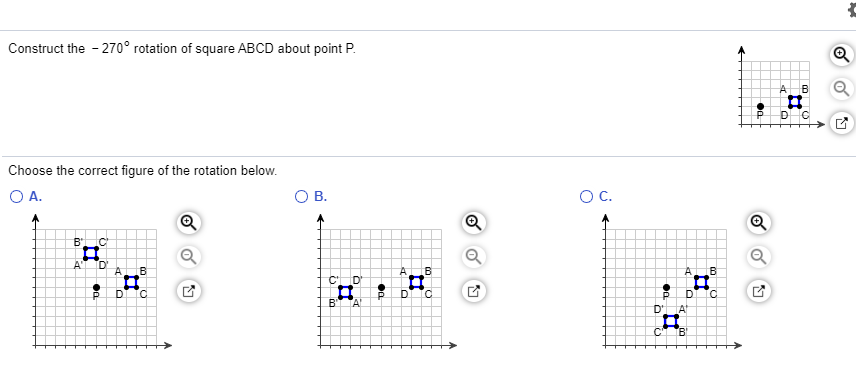 Solved Construct the - 270° rotation of square ABCD about | Chegg.com