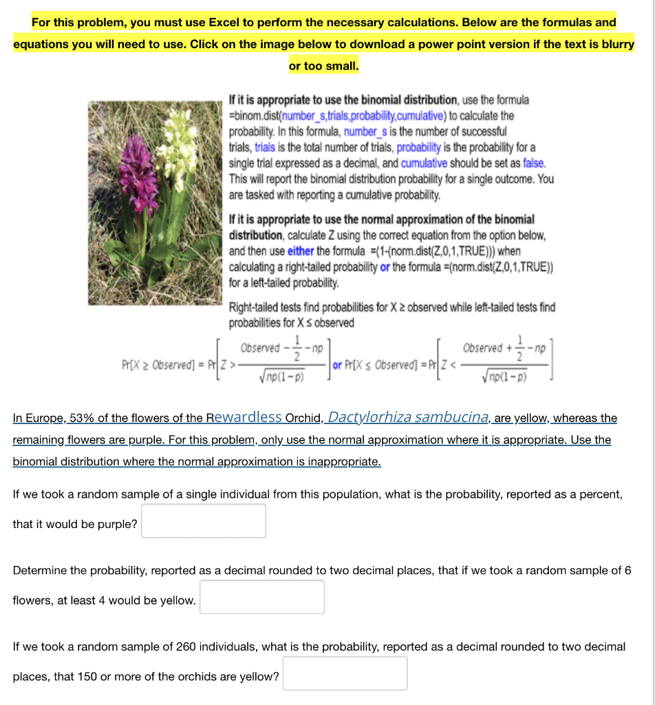 Solved For this problem, you must use Excel to perform the | Chegg.com