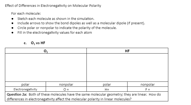 Solved Use the Molecular Polarity Simulation to complete the | Chegg.com
