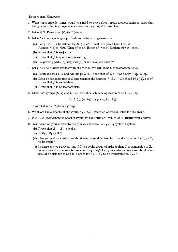 Solved Isomorphism Homework 1. What three specific things | Chegg.com