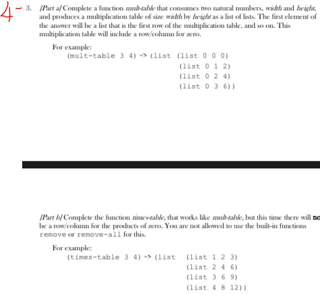 Solved [Part al Complete a function muli-table that consumes | Chegg.com