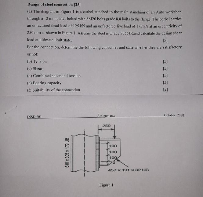 Solved Design of steel connection [25] (a) The diagram in | Chegg.com