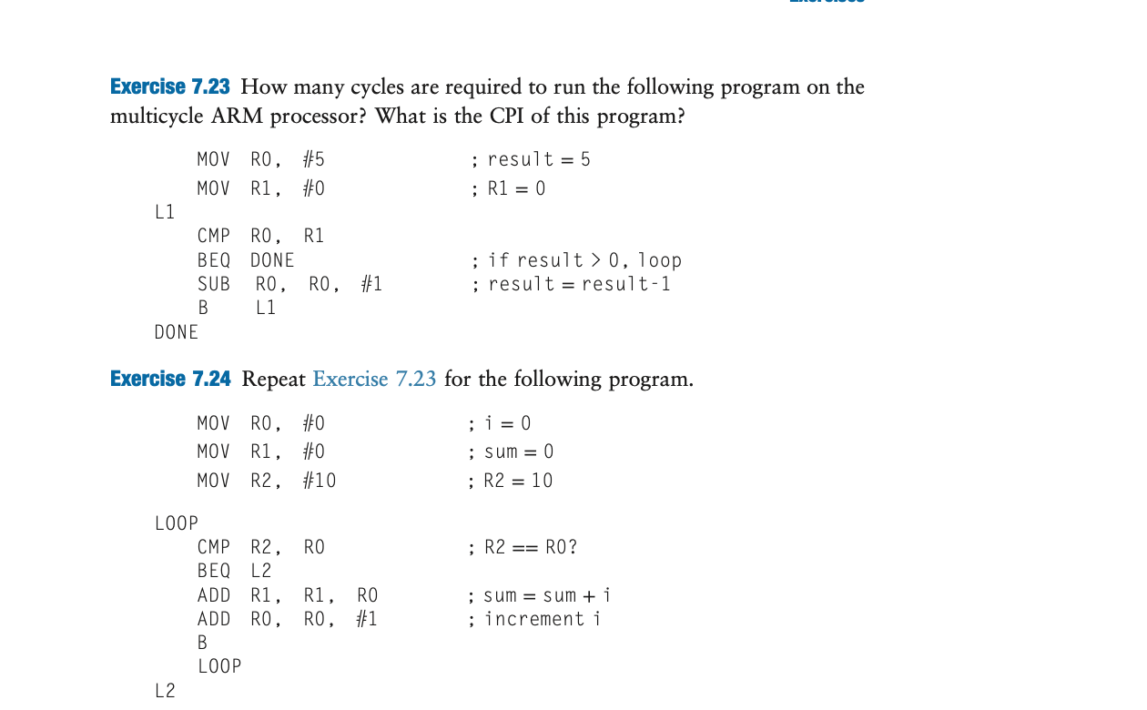 Solved Exercise 7.23 How many cycles are required to run the | Chegg.com