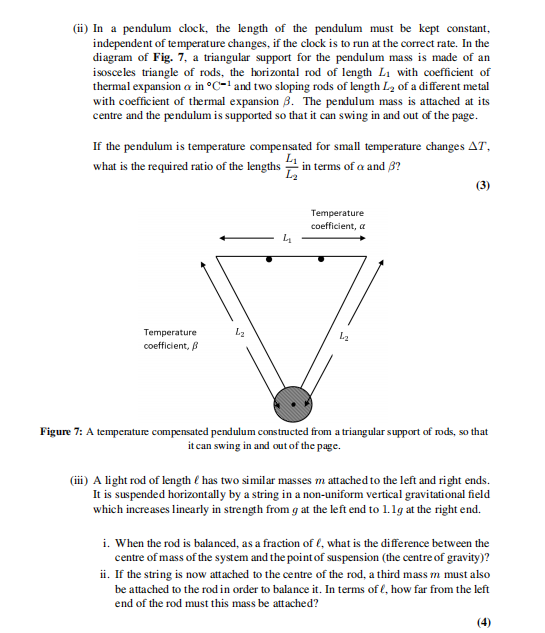 Solved (ii) In a pendulum clock, the length of the pendulum | Chegg.com