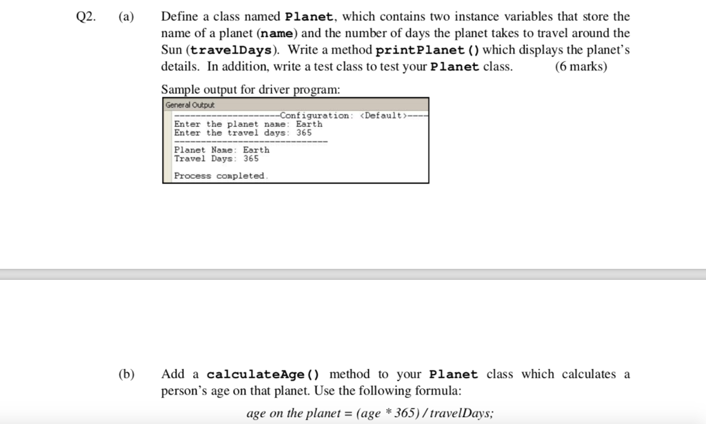 Solved Q2. (a Define a class named Planet, which contains | Chegg.com