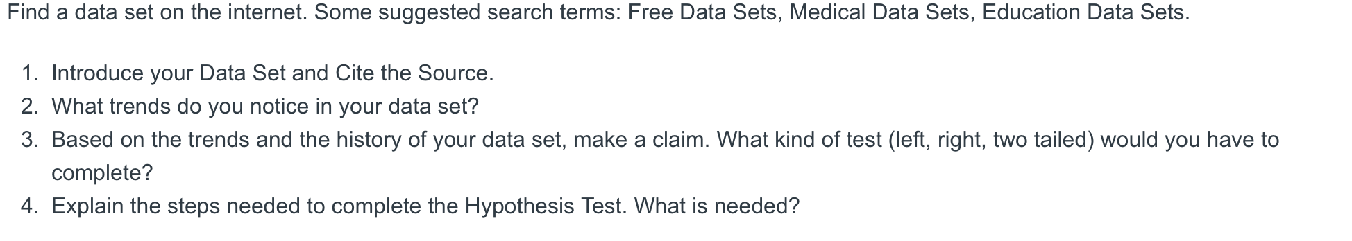 Solved Find a data set on the internet. Some suggested | Chegg.com