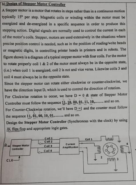 Solved b) Design of Stepper Motor Controller A Stepper motor | Chegg.com