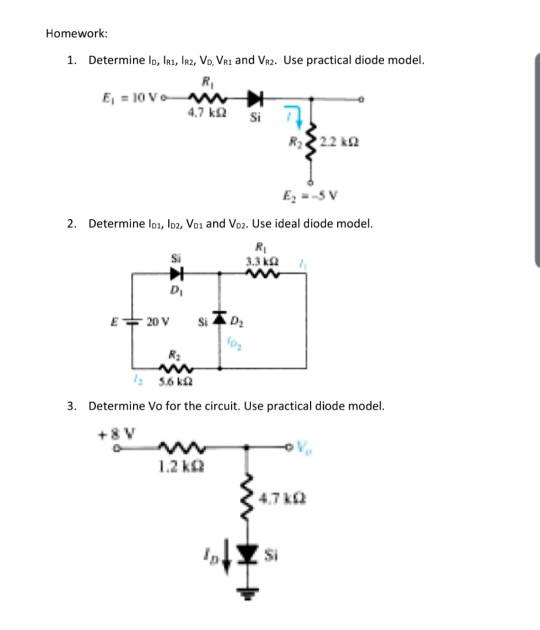 Solved Homework: Determine lo, I, laz, Vo, VR1 and Vaz. Use | Chegg.com Solved Homework: Determine lo, I, laz, Vo, VR1 and Vaz. Use | Chegg.com