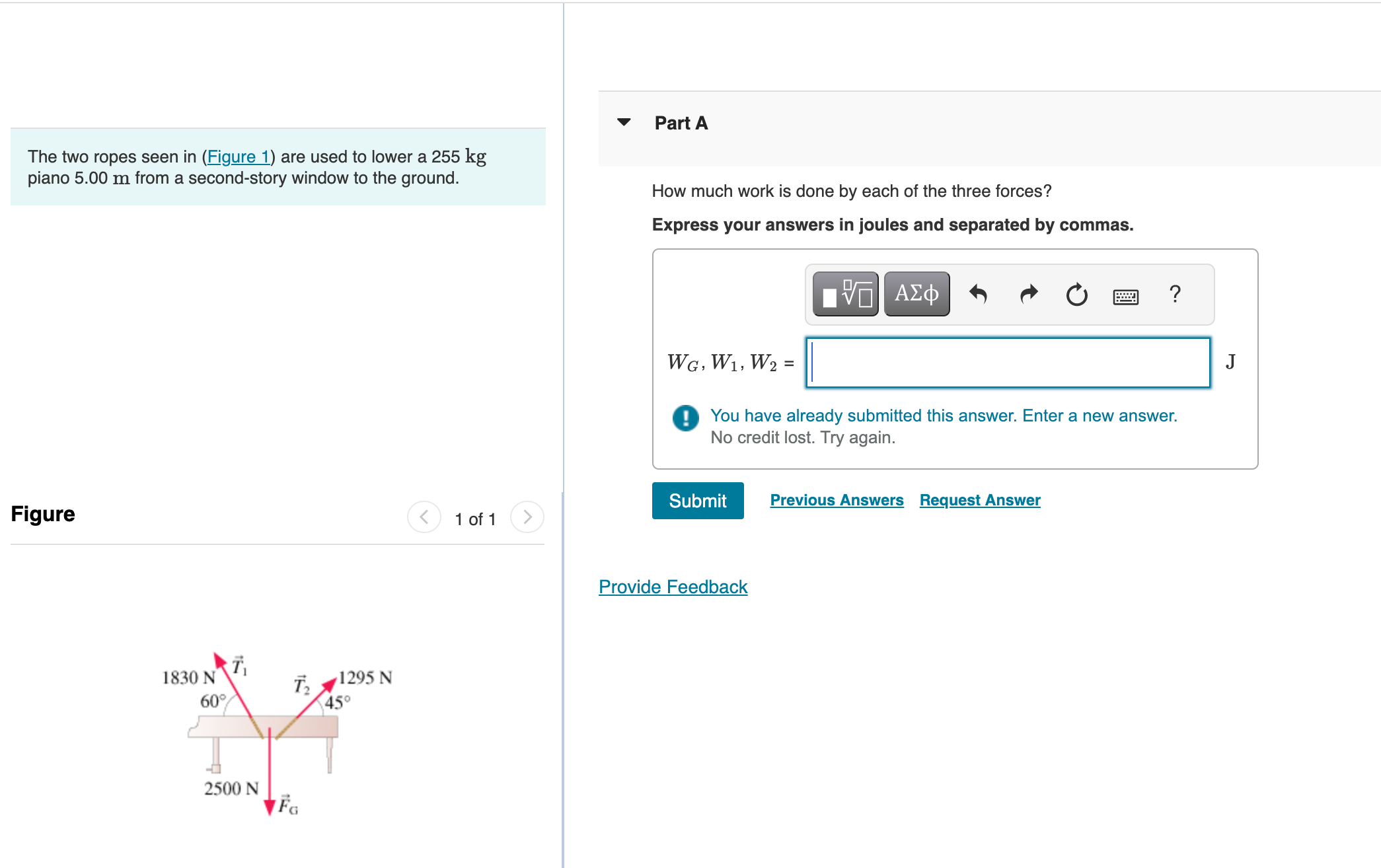 Solved The two ropes seen in l are used to lower a 255 kg | Chegg.com