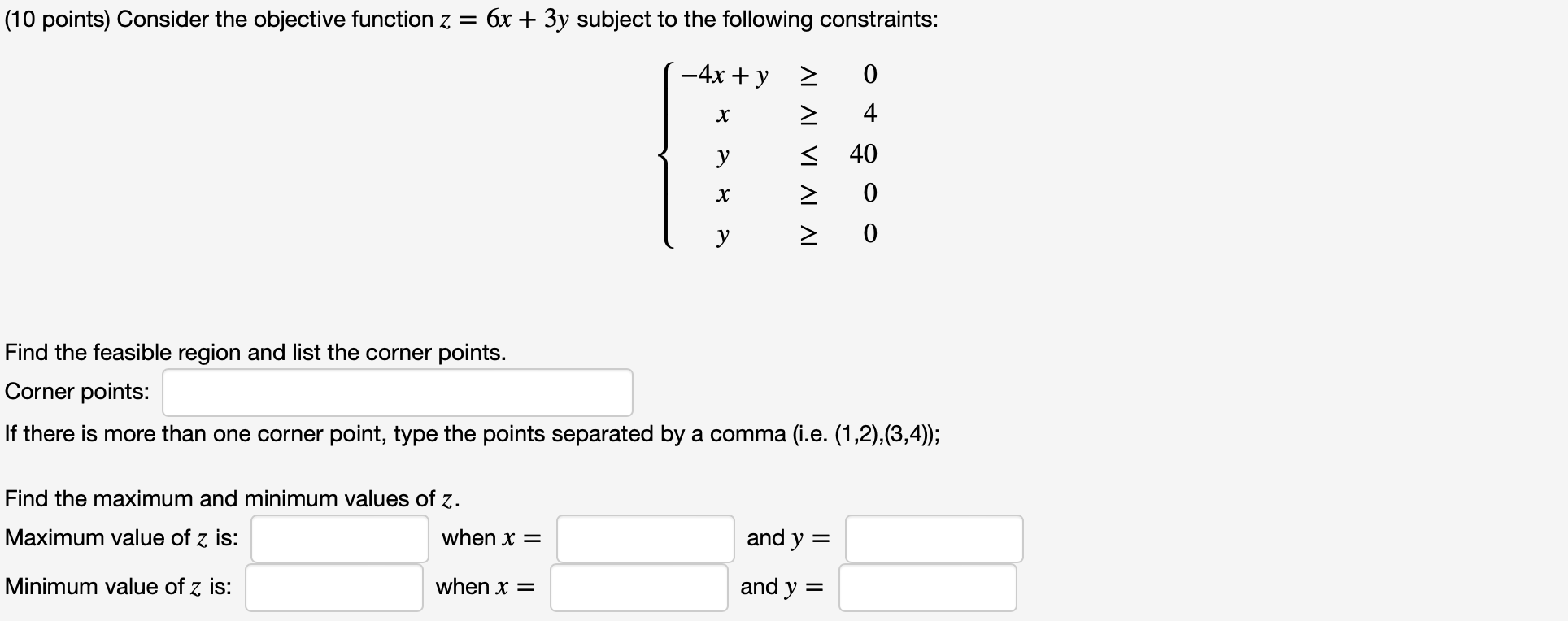 Solved 10 Points Consider The Objective Function Z 6x 3y