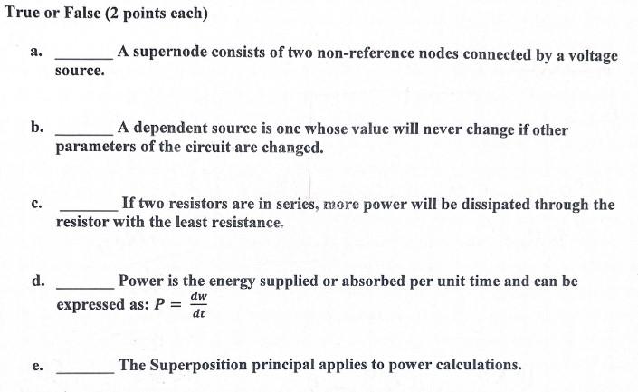 Solved True or False ( 2 points each) a. A supernode | Chegg.com