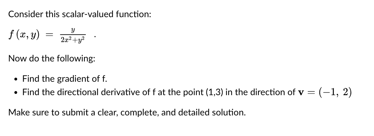 Solved Consider this scalar-valued function: f(x,y)=2x2+y2y | Chegg.com